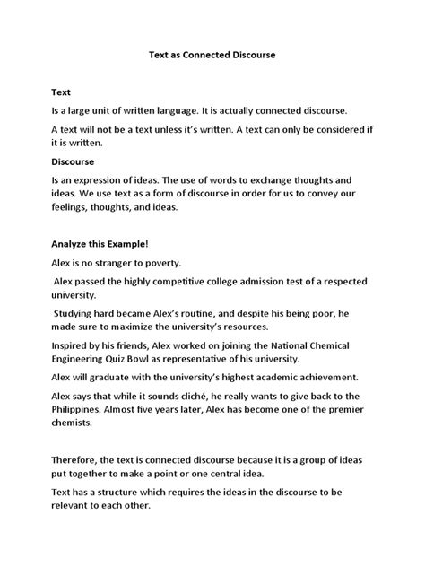text as connected discourse text pdf discourse sentence linguistics