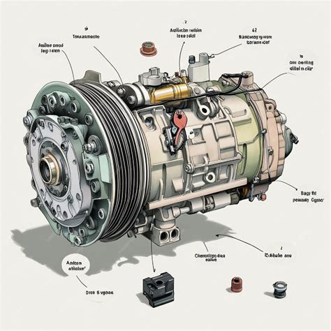 An Exploded View Of A Cars Air Conditioning Compressor With Labeled Parts Premium Ai Generated