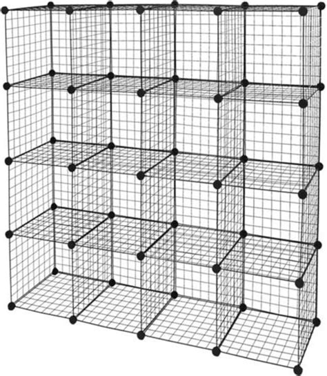 16 Cube Organizer Cube Storage Metal Grid Multifunction Shelving Unit Modular Cubbies Organizer