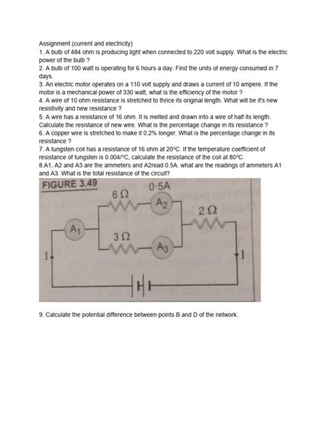 Assignment Unit 2 Current Electricity Pdf Science And Mathematics