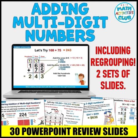 Adding Multi Digit Numbers Powerpoint Slides Grades 3 6 Teaching