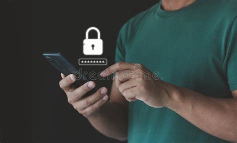 Business Technology Cyber Security Concept Asian Businessman Using The Smart Mobile Phone To