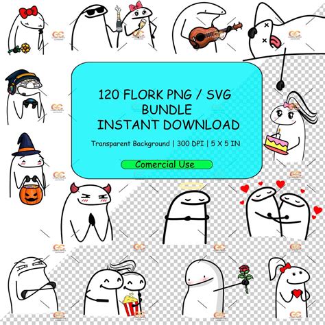 Flork Png And Vsg Bundle 120 Cute Flork Designs Clipart For Crafts