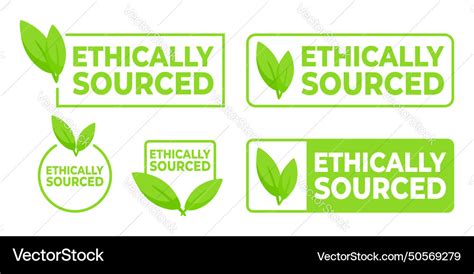 Set Of Green Ethically Sourced Labels With Leaf Vector Image