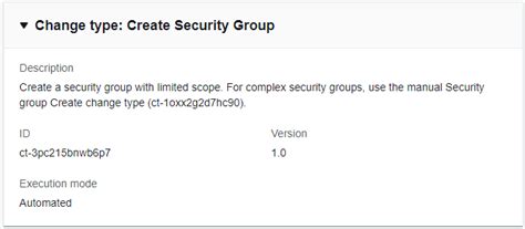 Security Group Create AMS Advanced Change Type Reference
