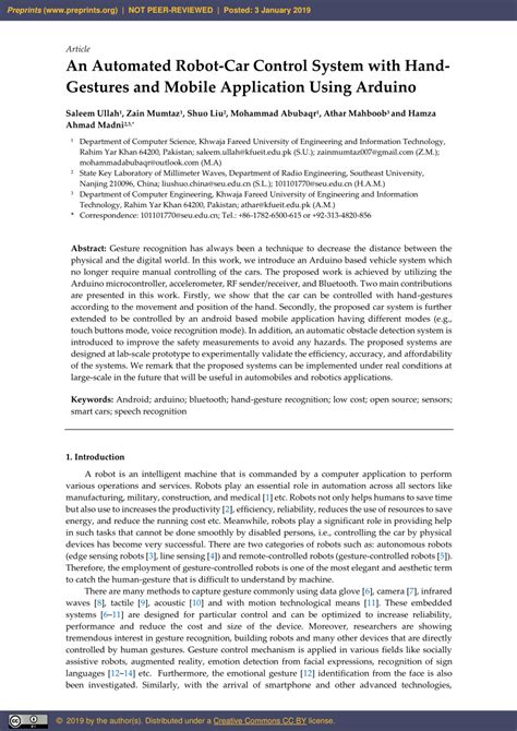 pdf an automated robot car control system with hand gestures and