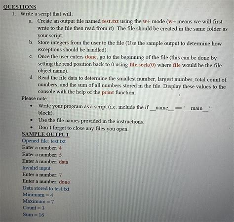 Solved Questions 1 Write A Script That Will A Create An