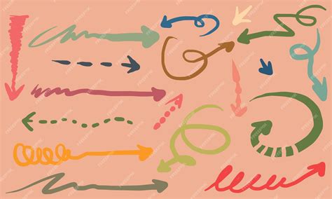 Premium Vector Various Doodle Arrows Colorful With Direction Pointers Shapes And Objects Hand