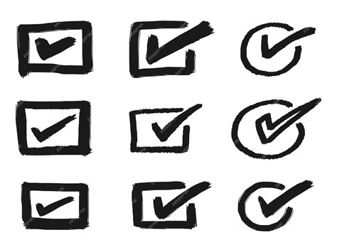 Premium Vector Doodle Set Of Check Mark Icon Vector Symbol Check Mark Or Checkbox Pictogram