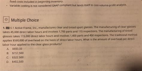 Solved Chapter Activity Based Variable And Absorption Chegg Com
