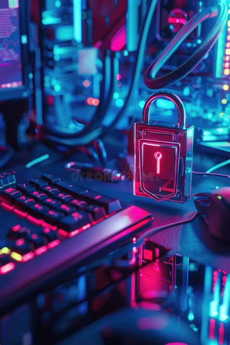 Office Desk With Lock Stock Image Image Of Computer 374274931