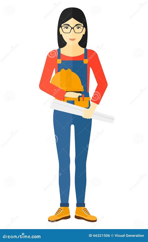 Engineer With Hard Hat And Blueprint Stock Vector Illustration Of Ethnicity Design 66321506