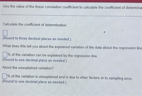 Solved Quiz 1 Use The Value Of The Linear Correlation Coe