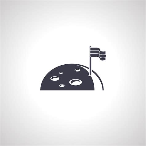 달 고립 된 아이콘에 우주 탐사 아이콘 플래그 프리미엄 벡터
