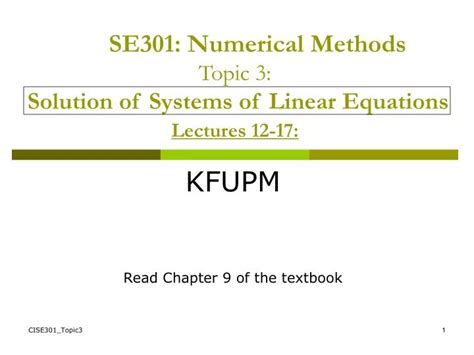 PPT SE Numerical Methods Topic Solution Of Systems Of Linear Equations Lectures