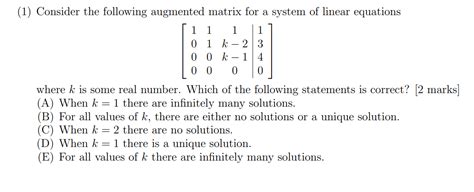 Solved Consider The Following Augmented Matrix For A Chegg