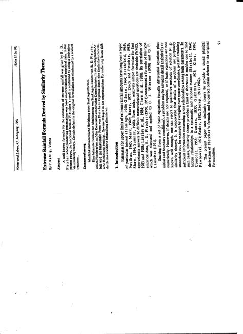 Pdf Extreme Rainfall Formula Derived By Similarity Theory