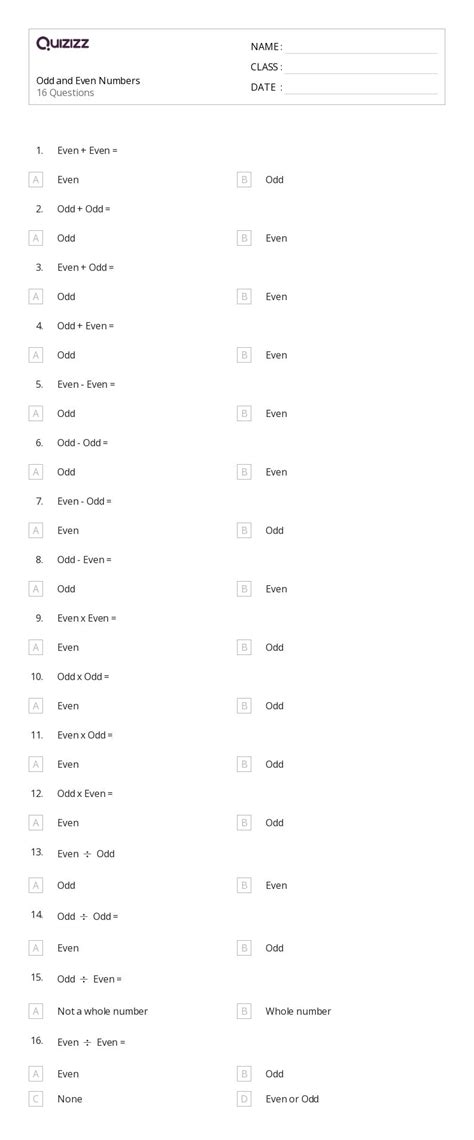 Odd And Even Numbers Worksheets For Th Grade On Quizizz Free Printable