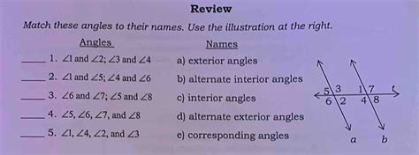 Solved Review Match These Angles To Their Names Use The Illustration