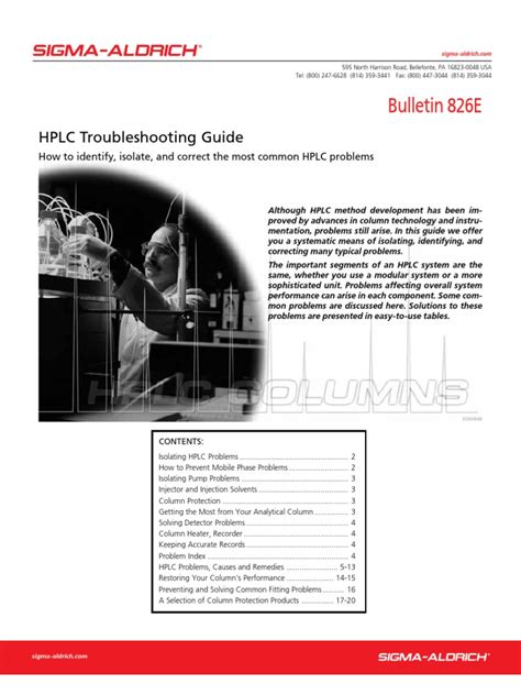 Bulletin 826e Hplc Troubleshooting Guide Pdf High Performance