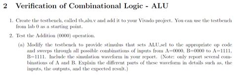 Solved In This Lab You Are Given An Arithmetic Logic Unit Chegg Com