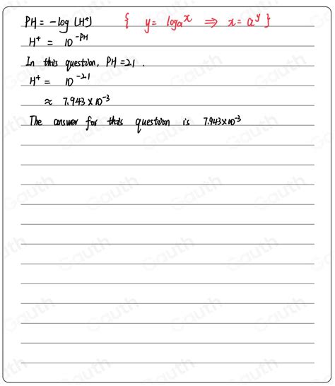 Solved The Ph Can Be Calculated Using The Equation Ph Log H