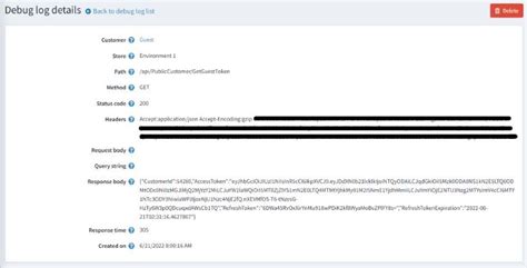 debug logs page within public restful web api by nopadvance for