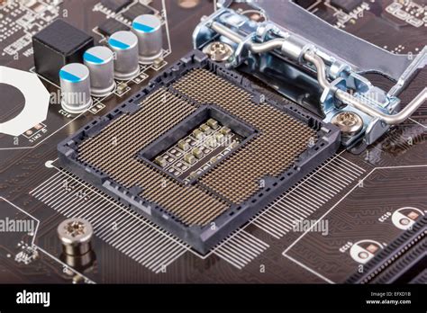 Empty CPU Processor Socket With Pins On Motherboard Stock Photo Alamy