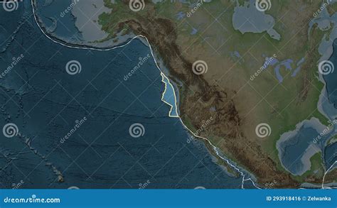 Juan De Fuca Plate Neighborhoods Patterson Cylindrical Topografic Stock Illustration