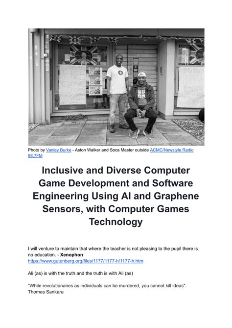 Pdf Inclusive And Diverse Computer Game Development And Software