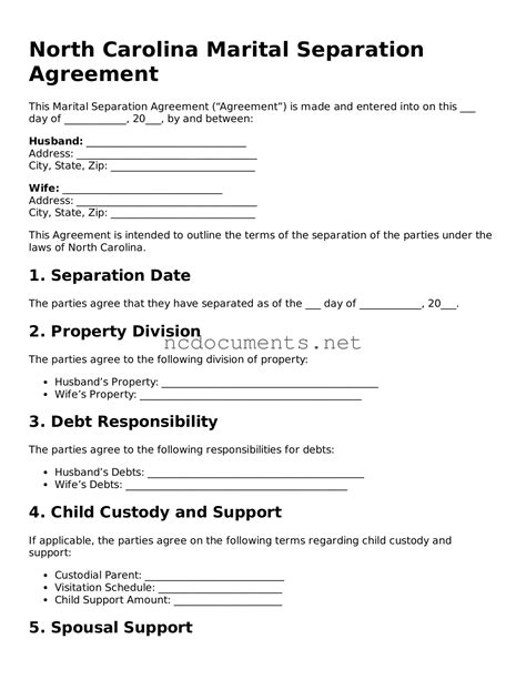 Download North Carolina Marital Separation Agreement Template Nc
