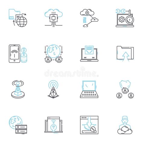 Electronic Learning Linear Icons Set E Learning Digital Online