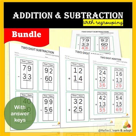 Two Digit Addition And Subtraction With Regrouping Adaptive Resources