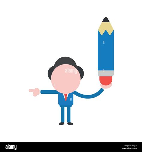 Vector Illustration Businessman Character Holding Pencil And Pointing Stock Vector Image Art