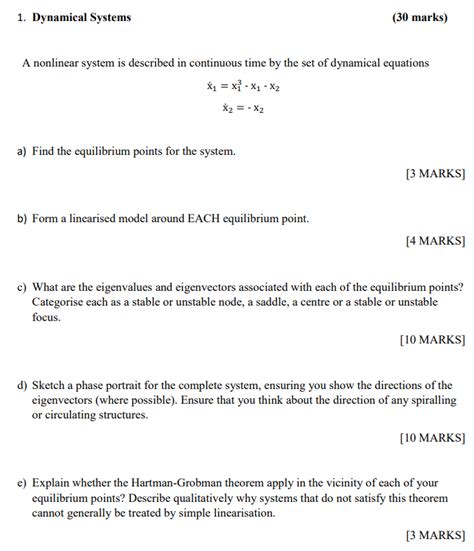 Solved 1 ﻿dynamical Systemsa Nonlinear System Is Described