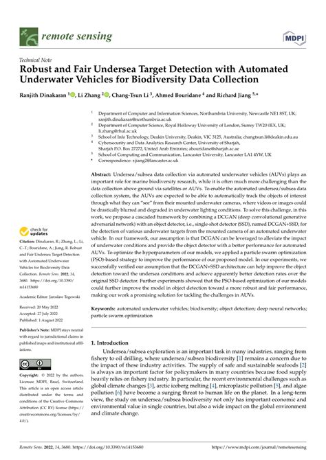 Pdf Robust And Fair Undersea Target Detection With Automated Underwater Vehicles For