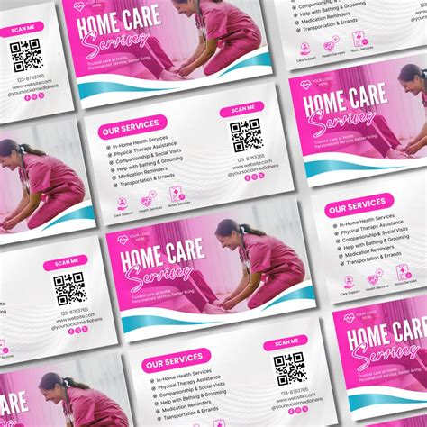 Home Care Service Business Card Editable Home Care Business Card