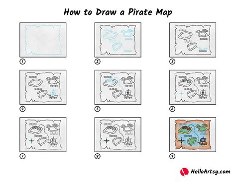 How To Draw A Pirate Map Helloartsy