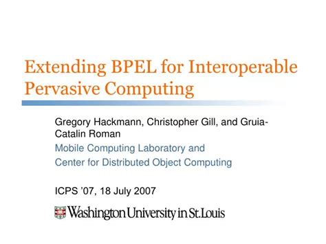 Ppt Extending Bpel For Interoperable Pervasive Computing Powerpoint