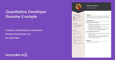 Quantitative Developer Resume Examples Template And 20 Tips Quantitative Developer Resume Examples Template And 20 Tips