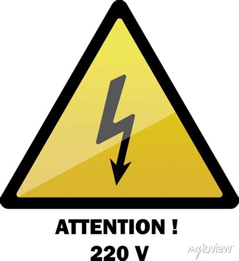Sign Of Attention High Voltage 220 V Danger Symbol Vector Illustration Wall Mural • Murals
