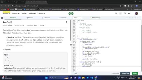 day 15 of geekstreak2024 challenge sum tree sahil kushwaha posted