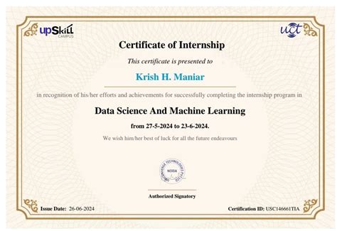 Krish Maniar On Linkedin Datascience Machinelearning Internship Professionalgrowth…