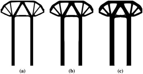 The Optimized Topology Volume Fraction And Normalized Compliance Of