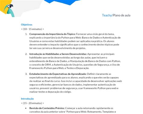 Lesson Plan Of Plano De Aula De Python Para Machine Learning