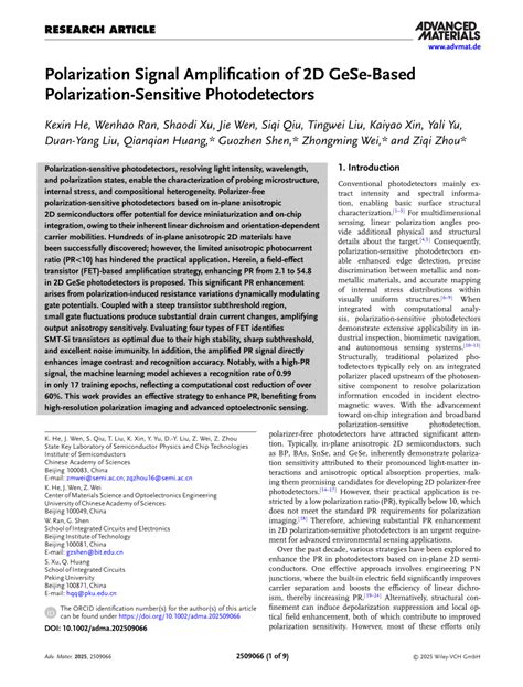 Polarization Signal Amplification Of 2d Gese‐based Polarization