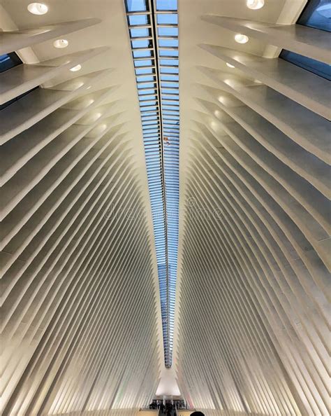 Inside A New York Modern Architectural Corridor With Tall White Ribs