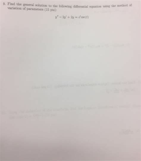 Solved Find The General Solution To The Following Chegg