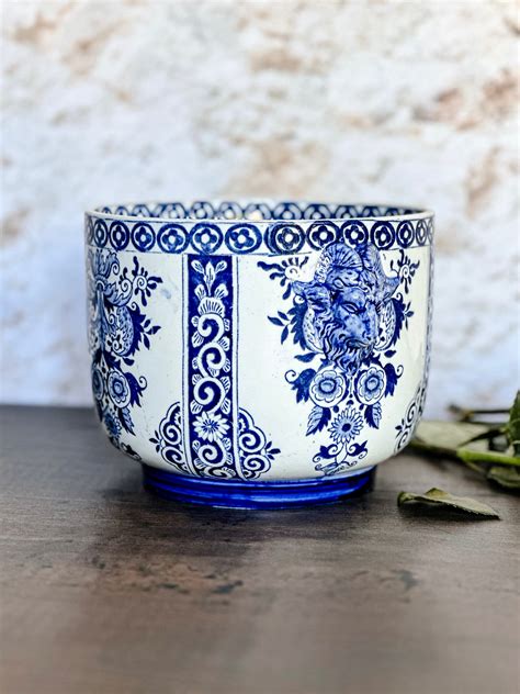 Gien Maël” Blue And White Planter French Faience C1866 Lineage
