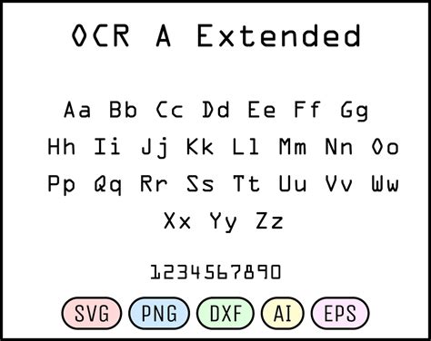 OCR A Extended Font Svg Png Ai Eps Dxf Alphabet Font Etsy Sweden